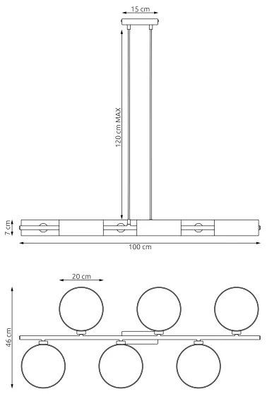 Lustr na lanku DRUMZ 6xE14/10W/230V černá