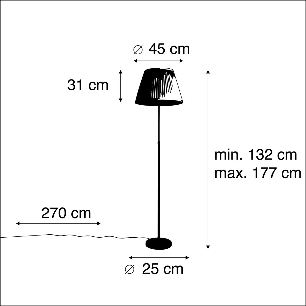 Stojací lampa černá s plisovaným stínítkem krémová 45 cm nastavitelná - Parte