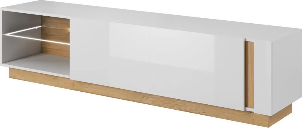 TV stolek Arco H – bílý lesk, 187 cm