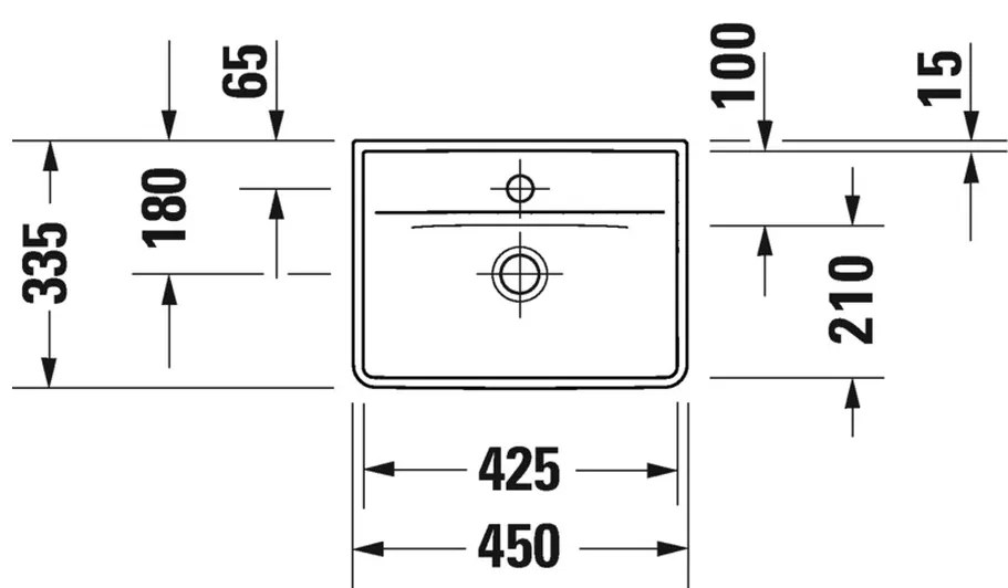 Duravit D-Neo - Umyvadlo 450x335 mm, bez průtoku, bílá 0738450041