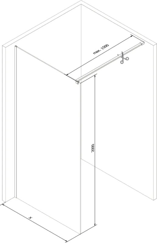 Mexen Kioto sprchová zástěna, 70x200 cm, 8 mm, chromový profil, čiré sklo-námraza, 800-070-101-01-35