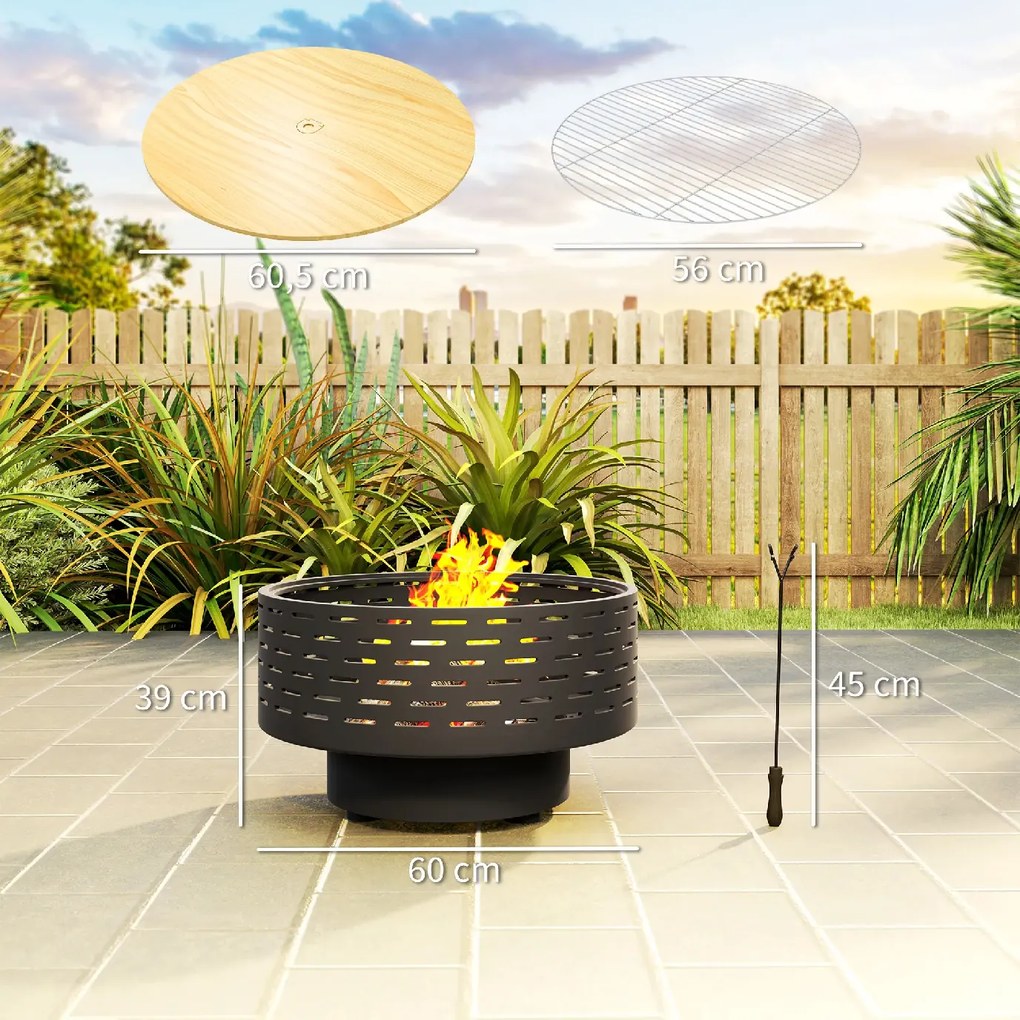 Přenosné ohniště 3v1, průměr 60 cm, antracit 842-375V00CG