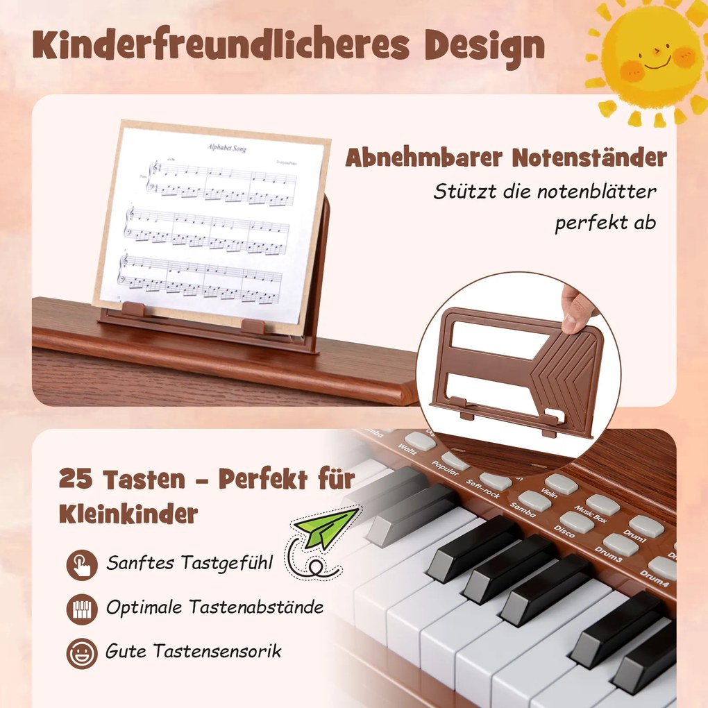 Costway 25 Keys Mini Digital Piano Dětské elektrické piano