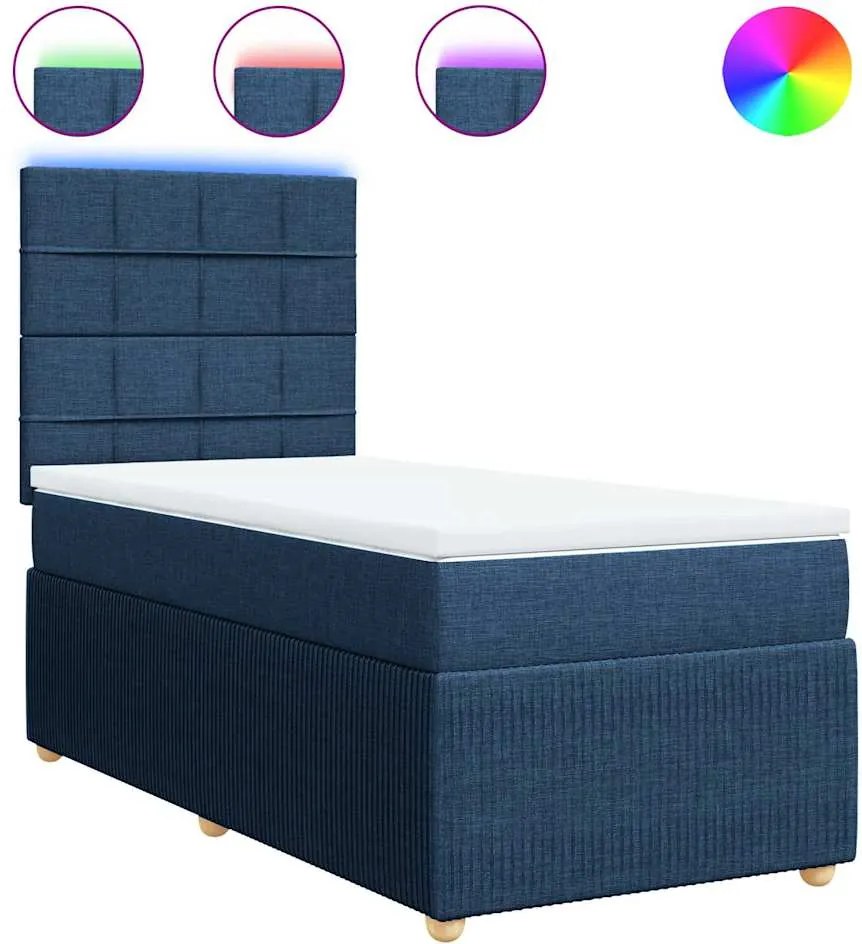 Box spring postel s matrací modrá 90x190 cm textil 3294217