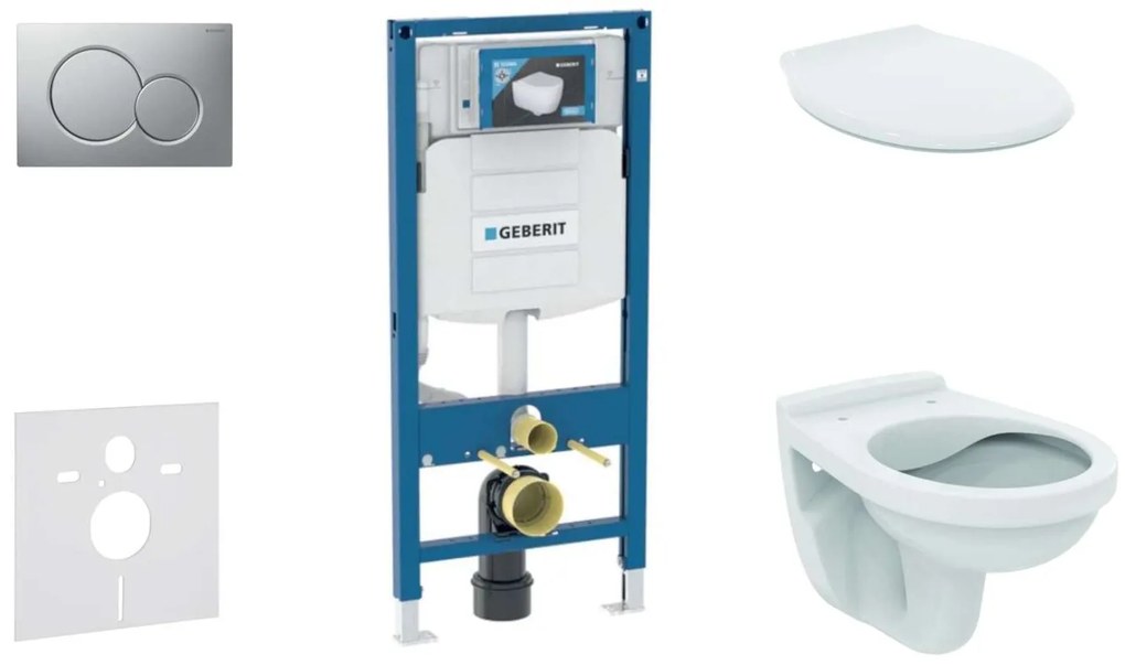 Geberit Duofix - Set předstěnové instalace, klozet Alpha se sedátkem, tlačítko Sigma01, matný chrom 111.300.00.5 NR3