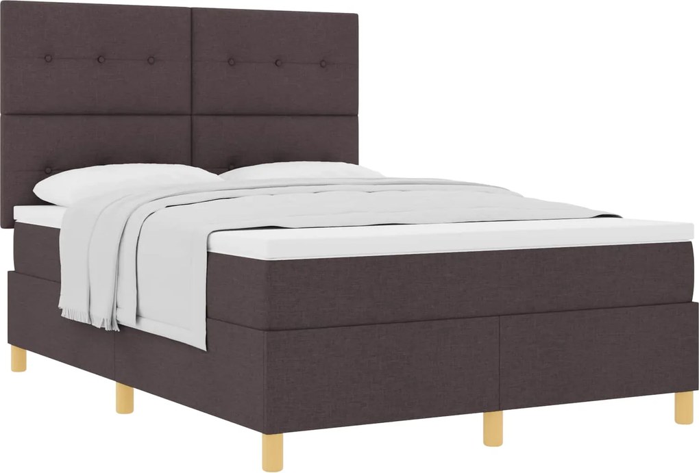 Postel s boxspringem s čelo Tmavě hnědá 140 x 190 cm textil 3339619