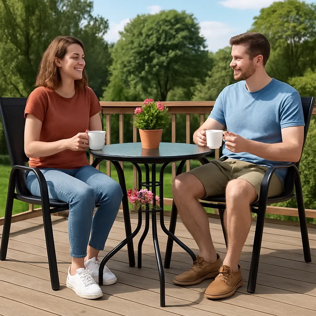 TRENDIE Sestava zahradního nábytku - 2 židle a stůl 60cm kulatý