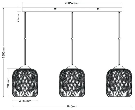 Globo 15965-3H - Lustr na lanku DICHTI 3xE27/40W/230V