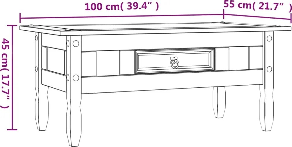 vidaXL Konferenční stolek mexická borovice Corona 100x55x45 cm [282625] Barva: Bílá