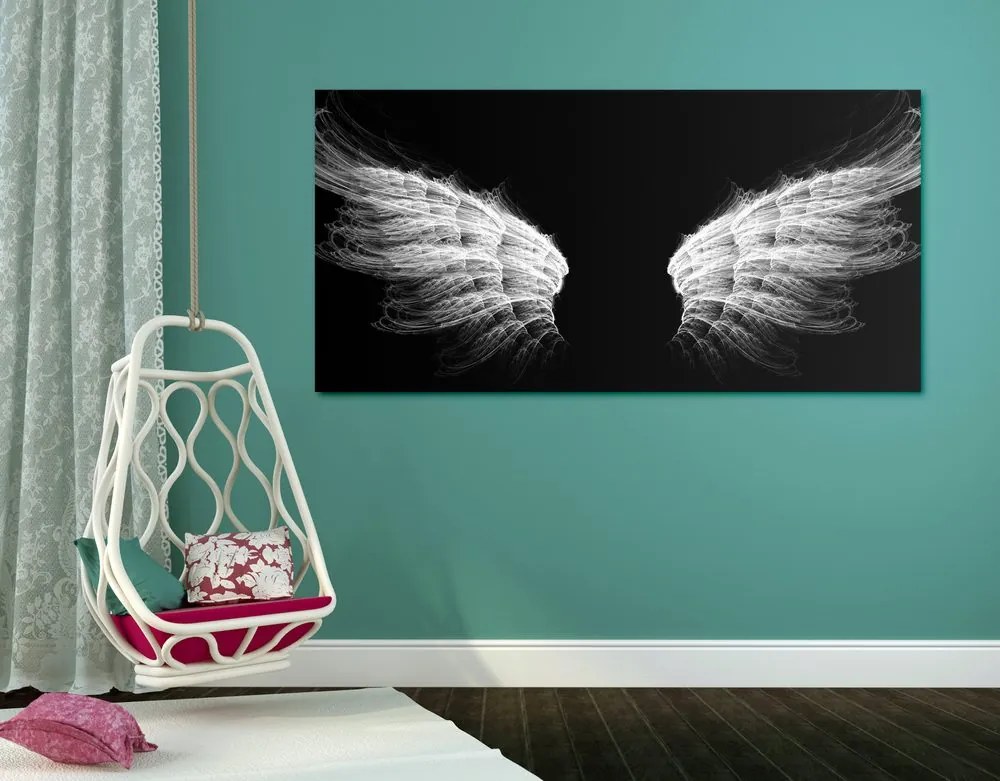 Obraz černobílé andělská křídla Varianta: 120x60