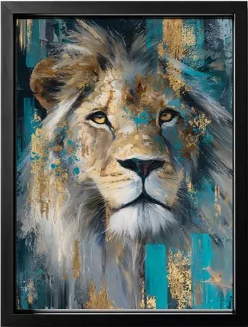 Král elegance - obraz - Lev v moderní abstrakci se zlatými akcenty 62 - 70 x 100 cm - 1 149 Kč
