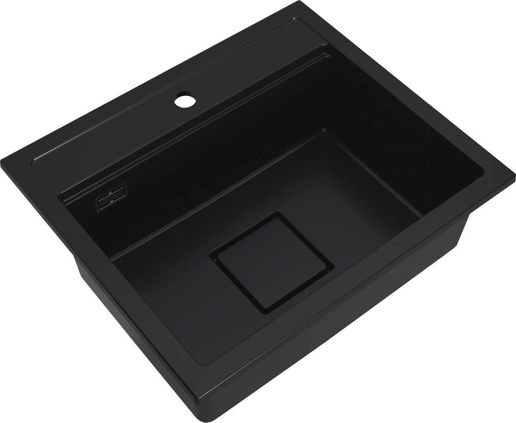 Gamma Quadro 5850, 1-komorový granitový dřez 580x495x220 mm, černá, GMA-ZLE000229