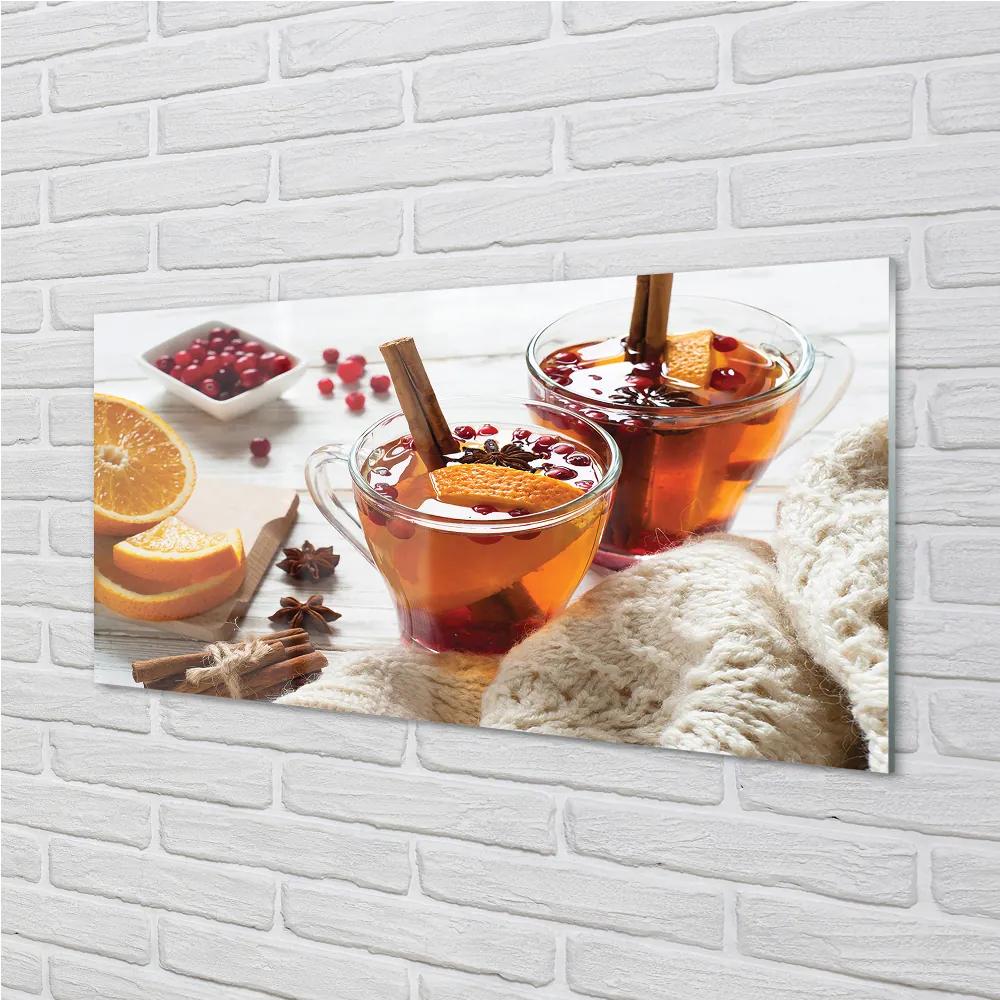 akrylový obraz Winter tea cup 100x50 cm