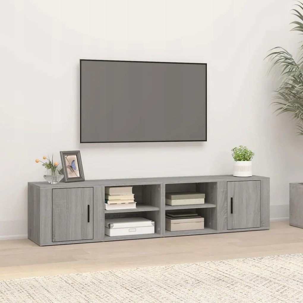 Tv Skříňka 80 X 31,5 X 36 Cm Kompozitní Dřevo Šedá sonoma 2