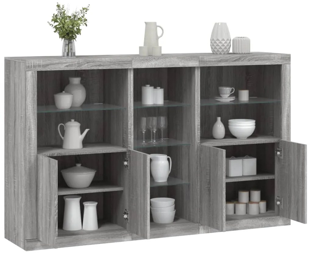 Příborník s LED osvětlením šedý sonoma 162 x 37 x 100 cm 3209175
