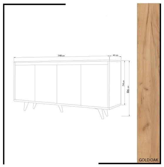 Komoda SHANS 86x140 cm hnědá/bílá