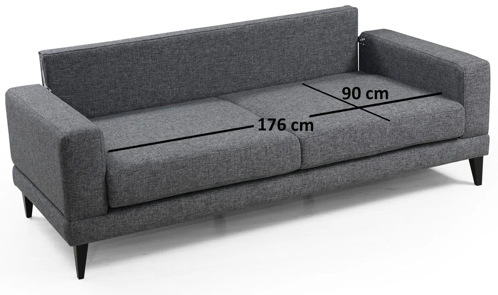 Hanah Home Třímístná pohovka NORDIC šedá 560ARE1307