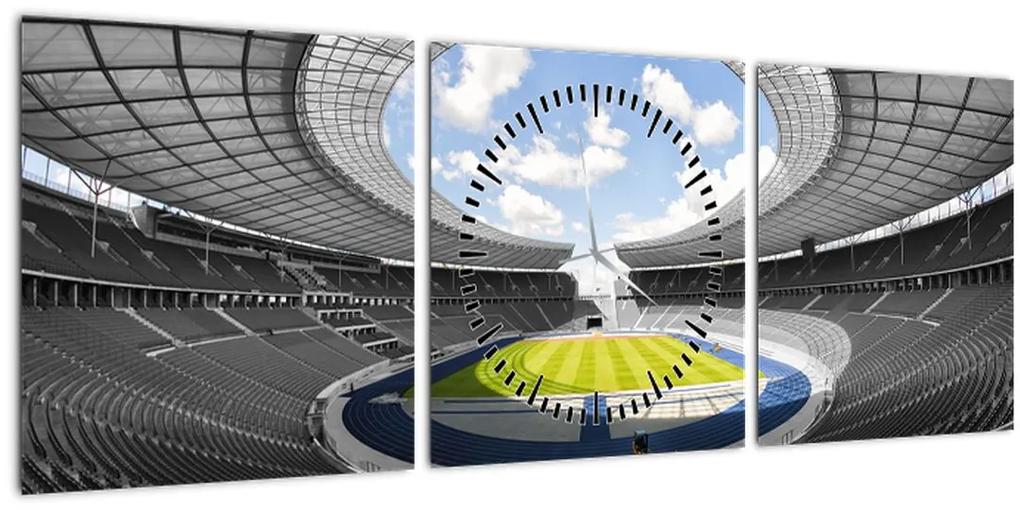 Obraz - fotbalový stadion (s hodinami) (90x30 cm)