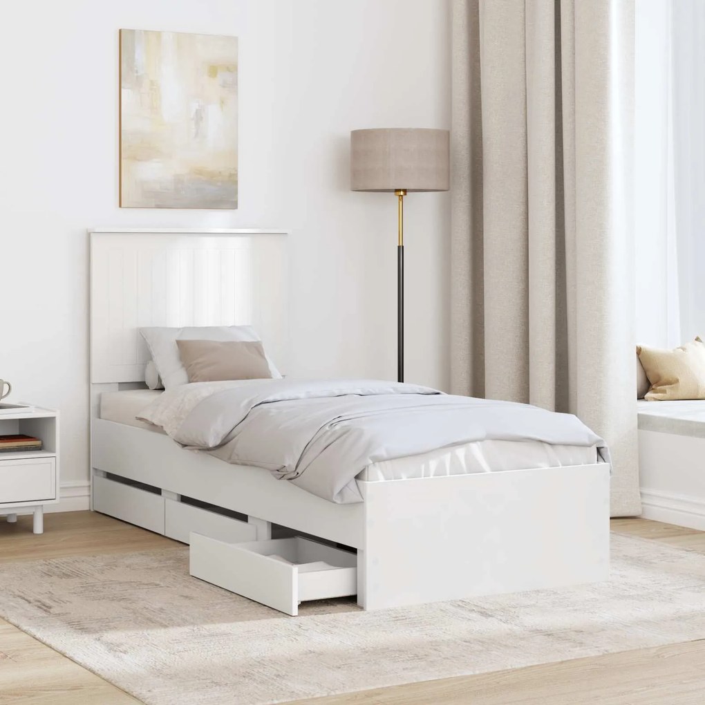Rám postele se zásuvkou Bílá 75 x 190 cm Inženýrské dřevo 3411166