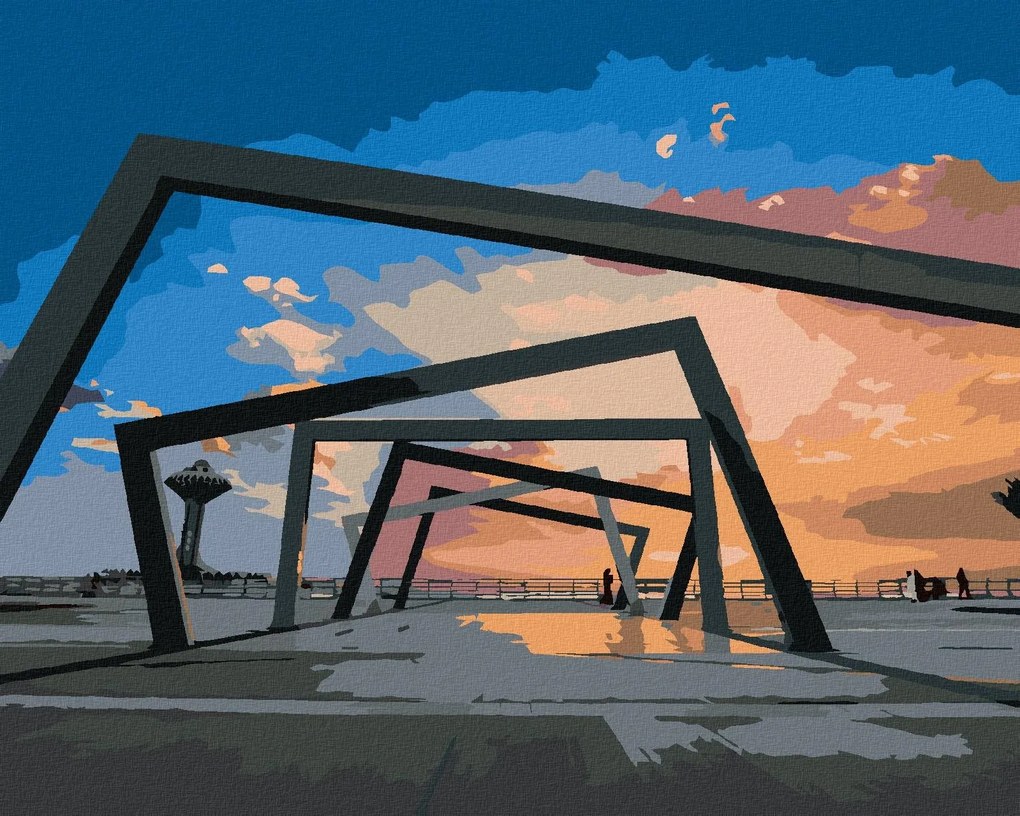 Diamantové malování diamondi - východ slunce v saúdské arábii, 40x50 cm, vypnuté plátno na rám