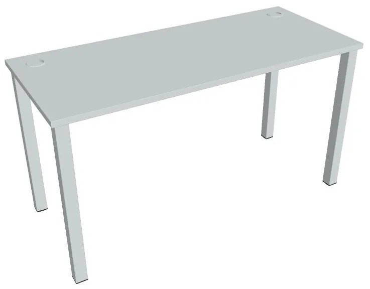 Stůl pracovní rovný 140 cm hl. 60 cm - Hobis Uni UE 1400 Dekor stolové desky: šedá, Barva nohou: Stříbrná