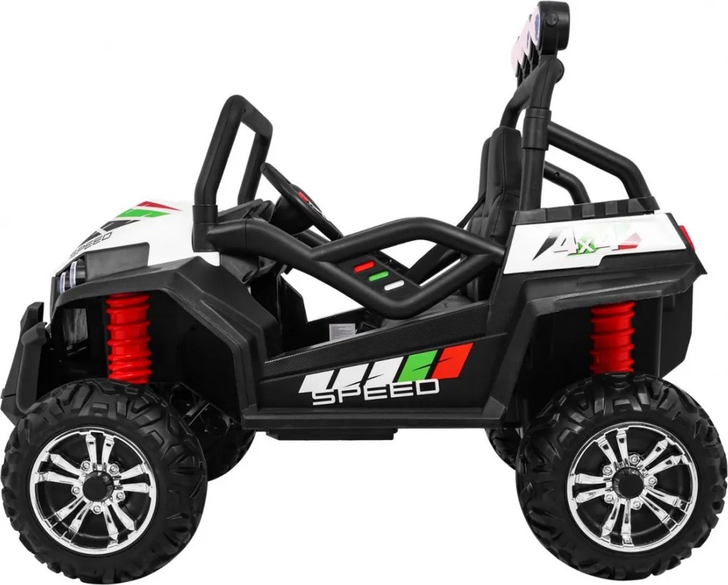 Ramiz Terénní bugina Strong pro děti bílá + pohon 4x4 + dálkové ovládání + nosič zavazadel + rádio MP3 + LED