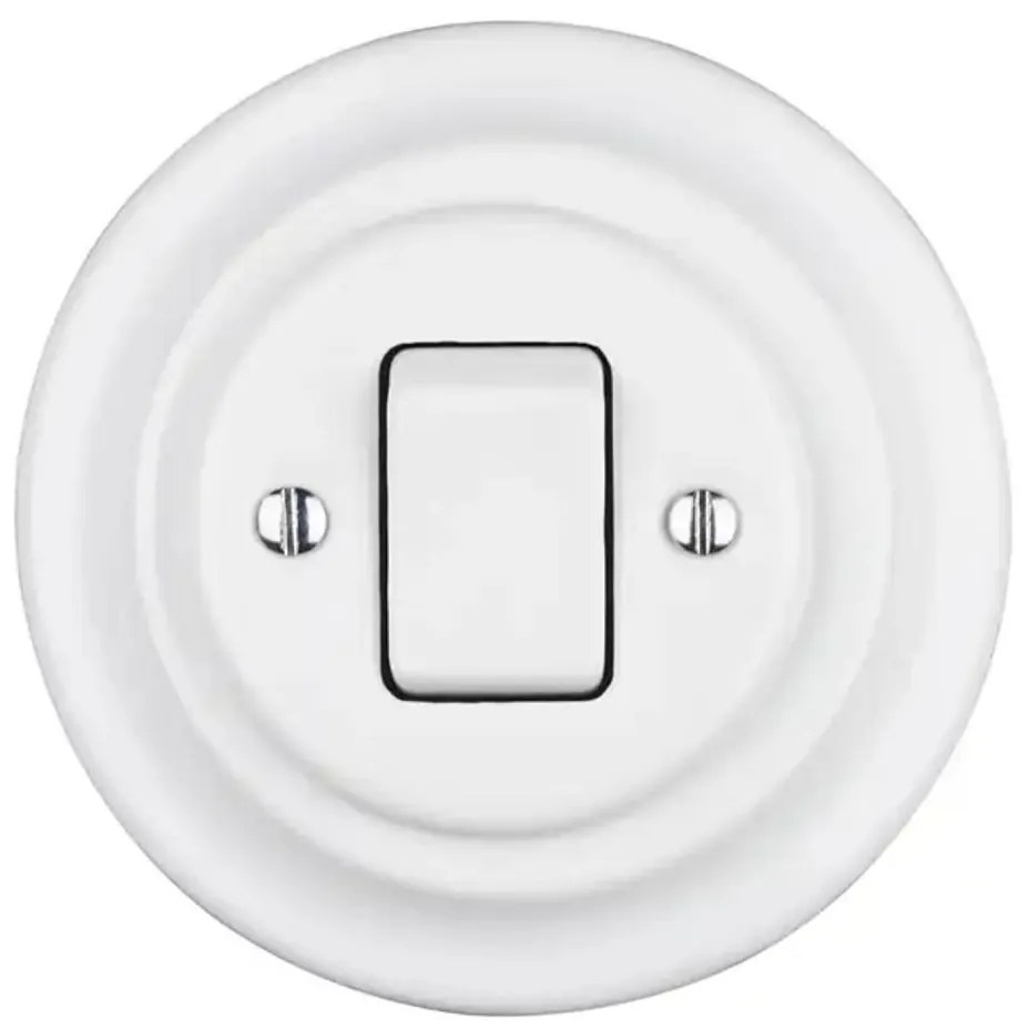 Bohemia-Design - Porcelánový retro jednoduchý vypínač s rámečkem č. 7 bílá 12357552