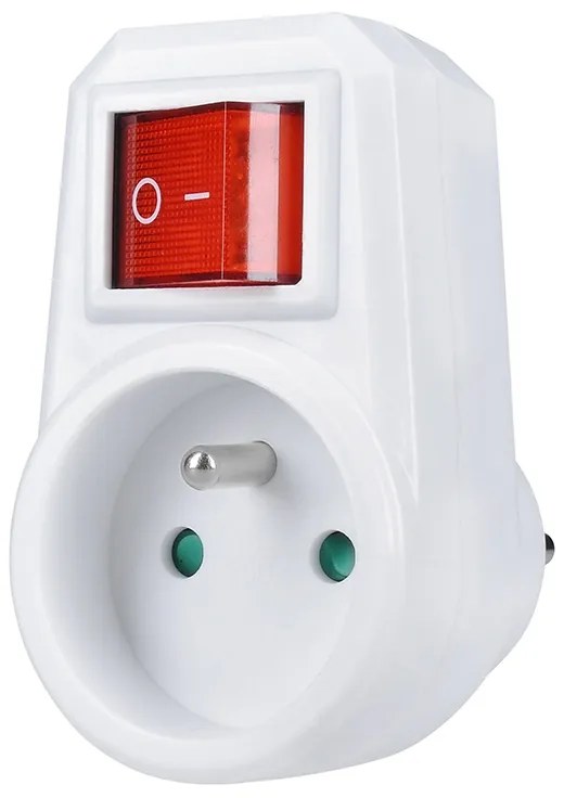 SOLIGHT Zásuvka průběžná 230V/10A s vypínačem P96, bílá