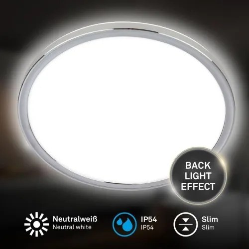 LED svítidlo BRILONER Pulap průměr 42cm 22W IP54 neutrální bílá chrom 3873018