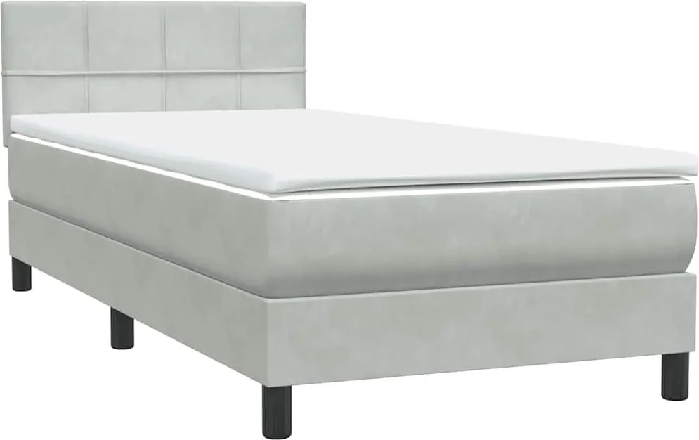 Box spring postel s matrací a LED Světle šedá 90x220 cm Samet 3316911