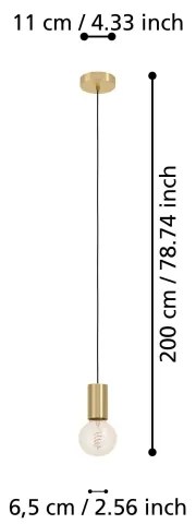 Eglo 900799 - Lustr na lanku POZUETA 1xE27/40W/230V zlatá