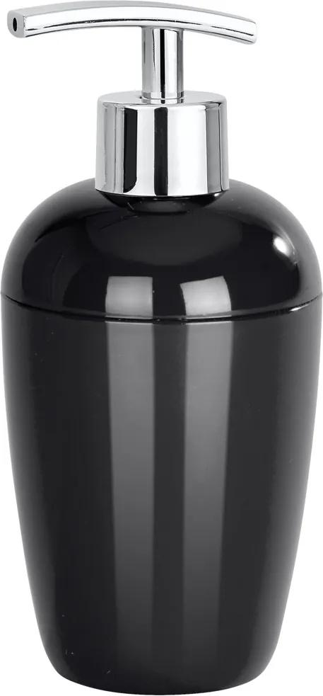 Moderní černá nádobka na mýdlo z vysoce kvalitního plastu COCKTAIL BLACK, 8x18 cm, WENKO