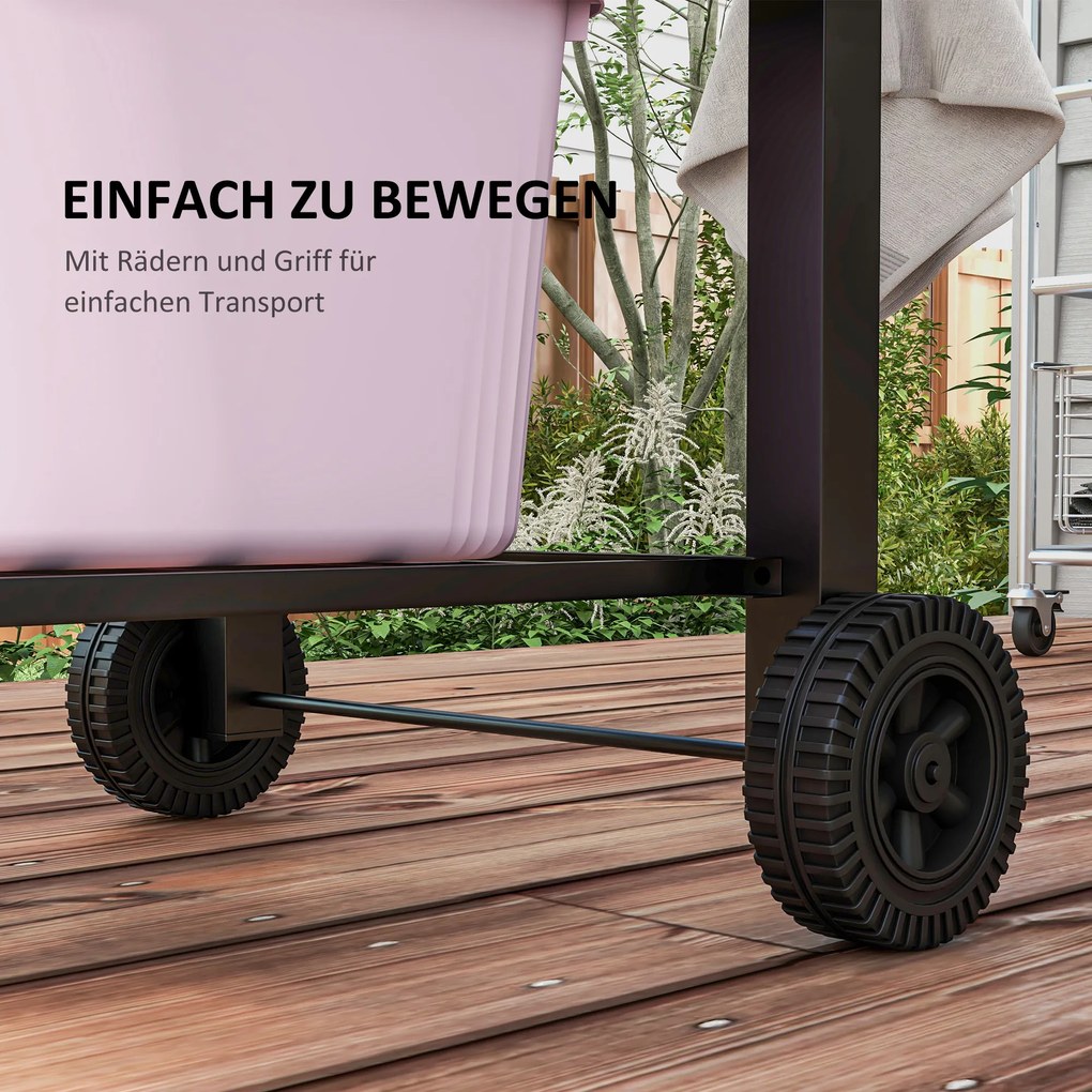 Outsunny grilovací vozík na dřevěné uhlí BBQ stojan na grilování z nerezové oceli černý 113x65x108cm pro zahradu a terasu