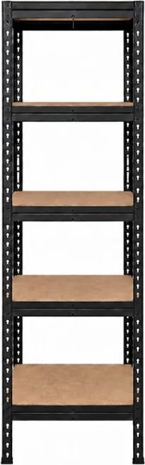 Regál 183x40x40 cm lakovaný 5-policový, nosnost 1000 kg, RIVET - černý