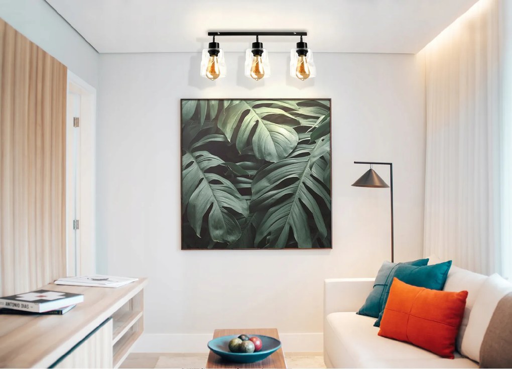 BERGE LED stropní svítidlo 3xE27, rolovací, průhledný čtverec