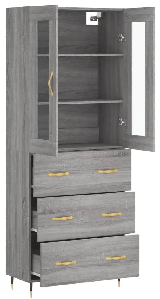 Skříň highboard šedá sonoma 69,5 x 34 x 180 cm kompozitní dřevo - Default Title