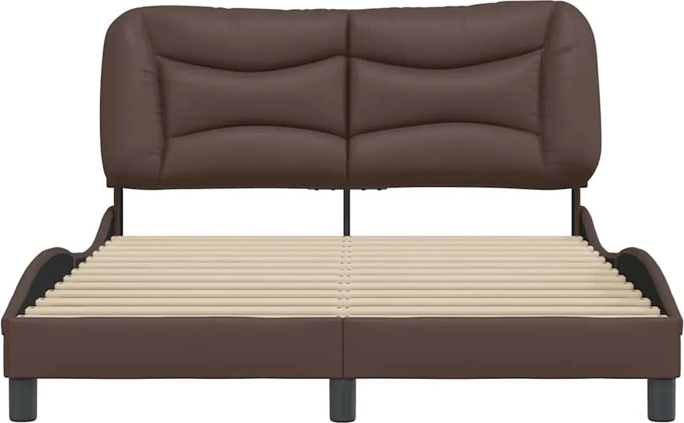 Rám postele bez matrace Hvar hnědý 140x190 cm umělá kůže 3207997