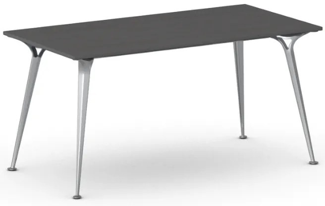 Jednací kancelářský stůl PRIMO ALFA, 160x80 cm, šedostříbrná podnož, grafit
