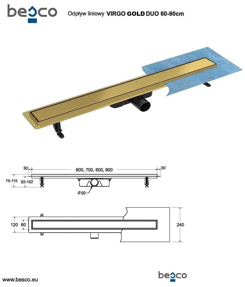 BESCO Odtokový žlab VIRGO DUO GOLD Rozměr A - 60 cm ZLOL60VG