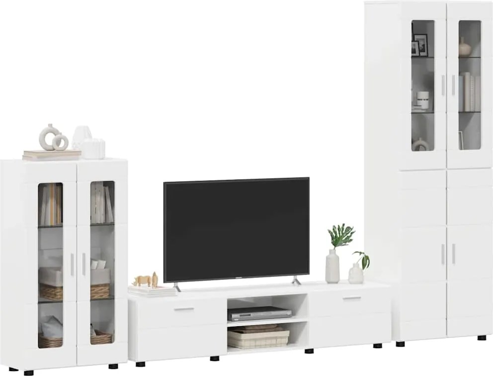 Sestava TV skříněk FLORIN 3 ks Vysoce lesklá bílá 3397978