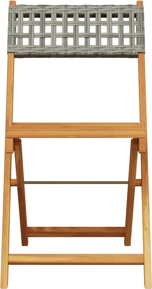 3dílný bistro set šedý polyratan a masivní dřevo 3281863