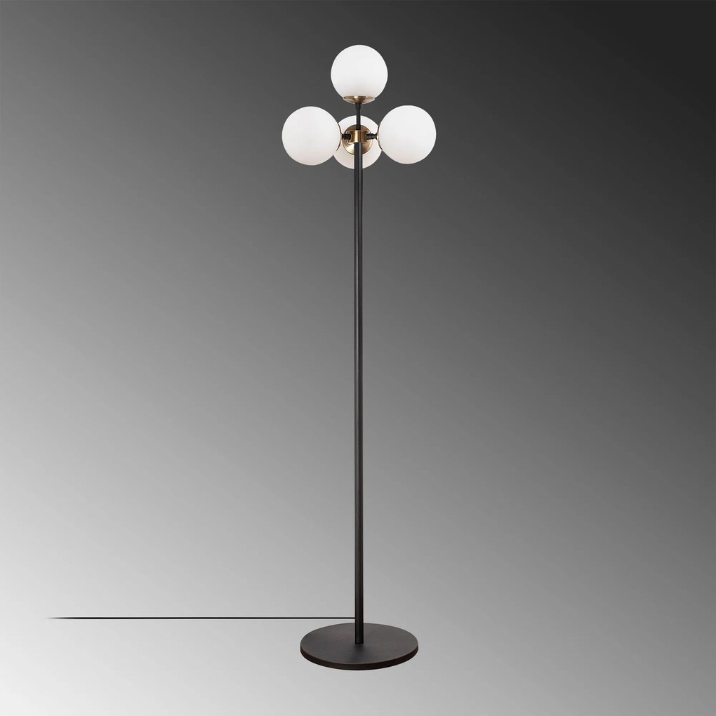 OPVIQ Podlahová lampa AKKAS černá mléčné sklo