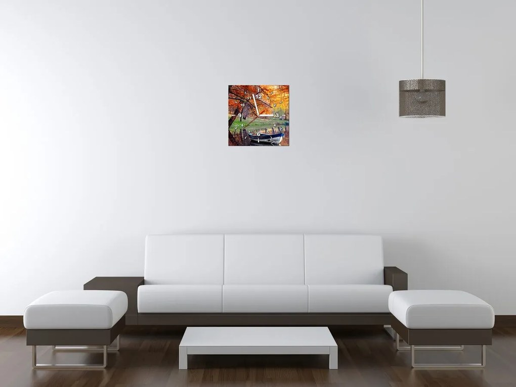 Gario Obraz s hodinami Romantické místo u jezera Rozměry: 30 x 30 cm
