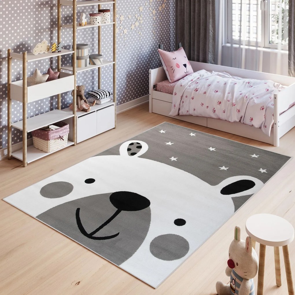 Dětský koberec PINKY Cute Bear šedý - 80x150 cm