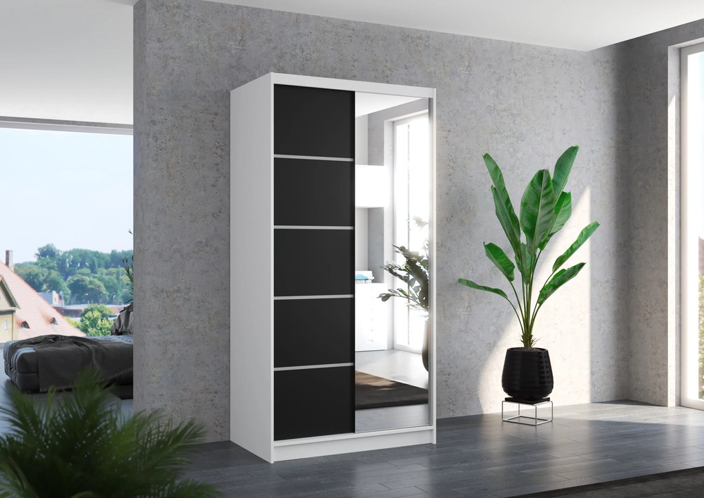 ADRK Furniture Posuvná skříň se zrcadlem ORLANDO 100 ADRK-SW-ORL-W-B-100