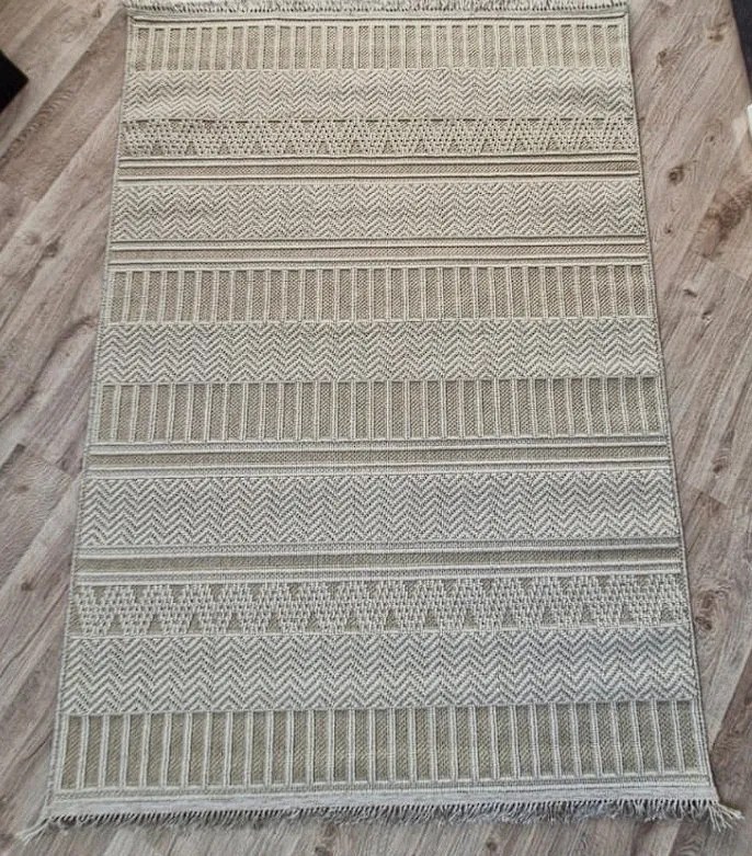HU Béžový pruhovaný koberec Boho 878-B Rozměr: 60x100 cm