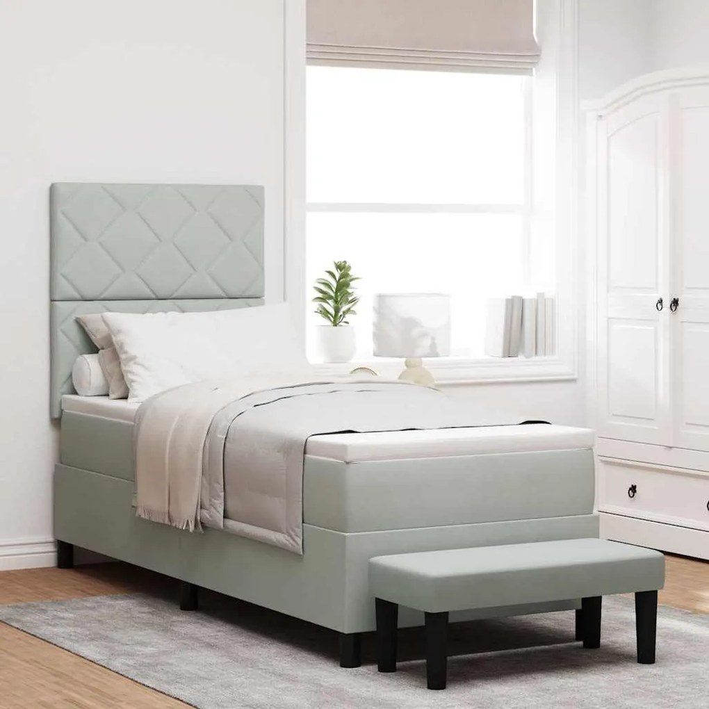 Postel s boxspringem s čelo Světle šedá 200 x 80 cm samet 3344540