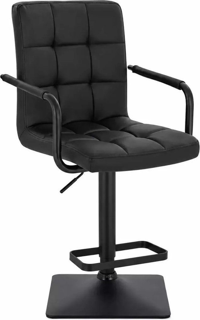 LuxuryForm DESIGN Barová židle VERONA BLACK na černé hranaté podstavě - černá