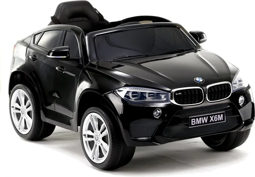 LEAN CARS Elektrické autíčko BMW X6, černé, kůže a EVA kola