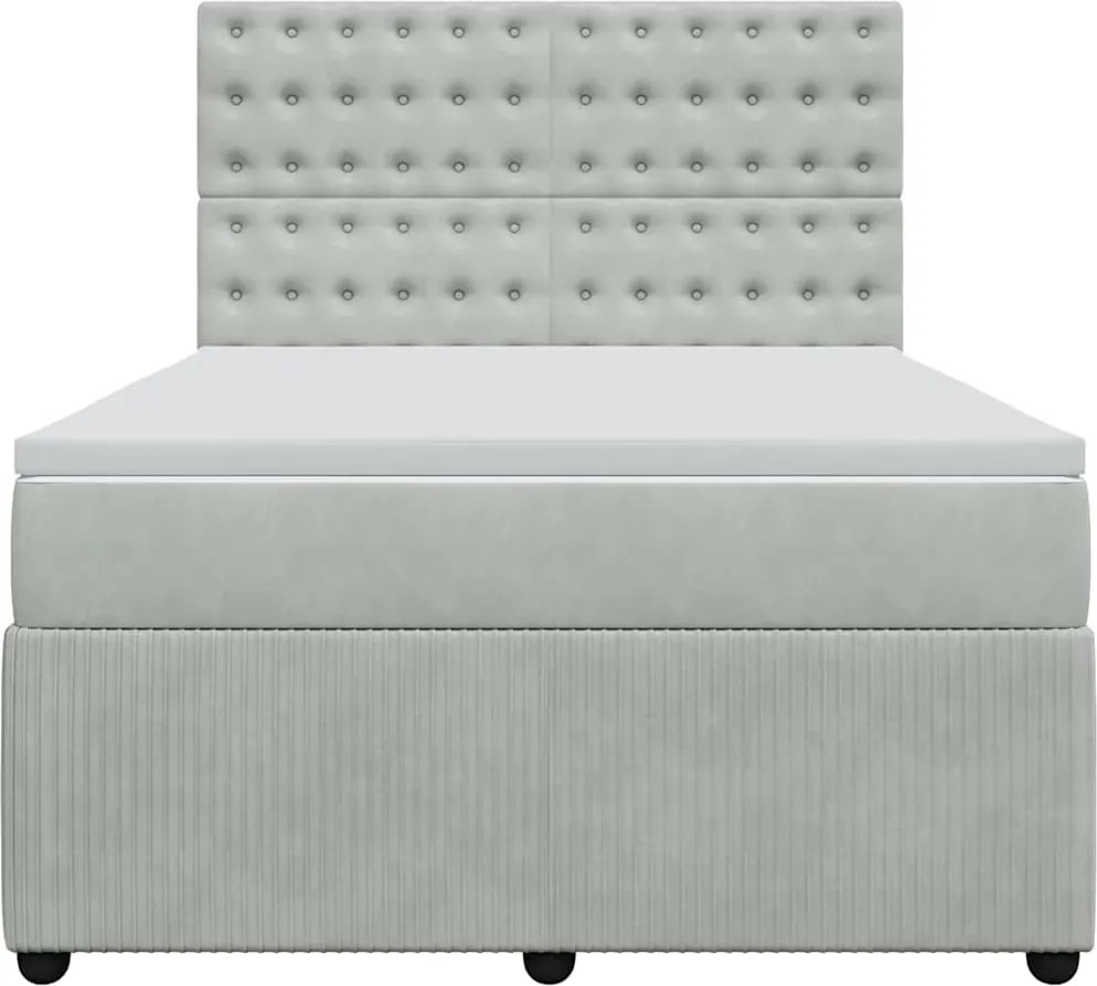 Box spring postel s matrací světle šedá 140x190 cm samet 3294646